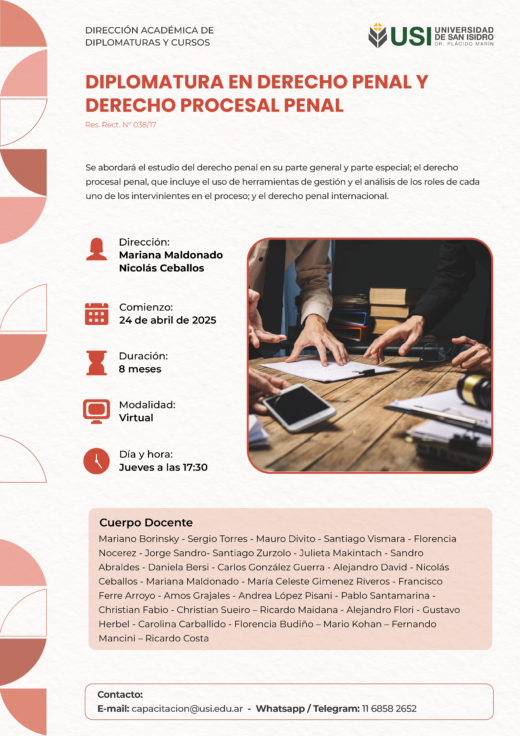 Diplomatura en Derecho Penal y Derecho Procesal Penal | Universidad de San Isidro